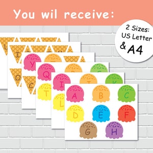 Ice Cream Alphabet Matching Activity. Toddler Printable ABC Learning ...