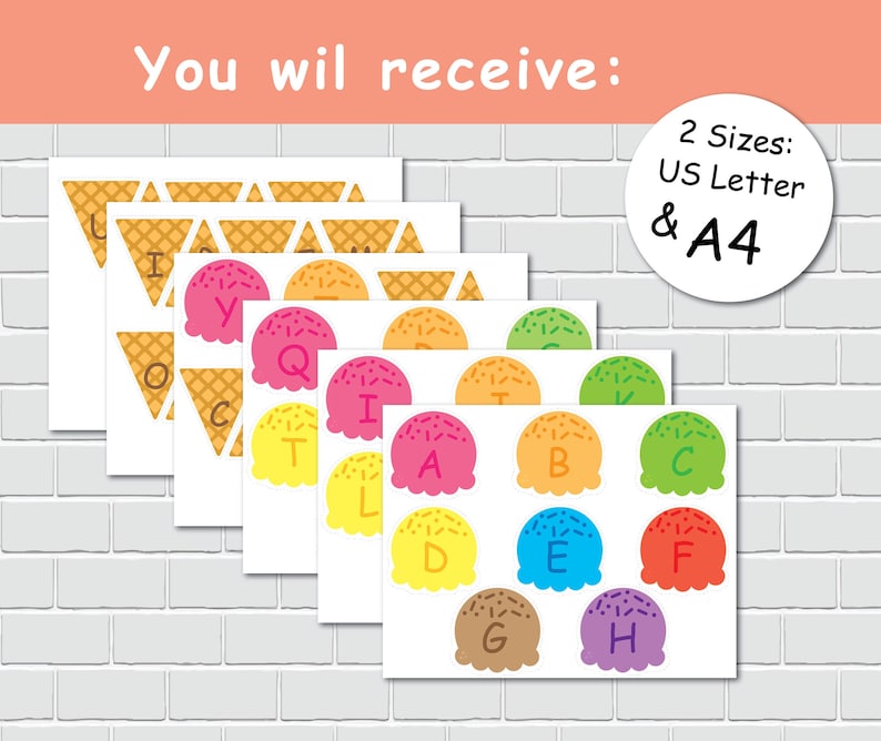 Ice Cream Alphabet Matching Activity. Toddler Printable ABC - Etsy
