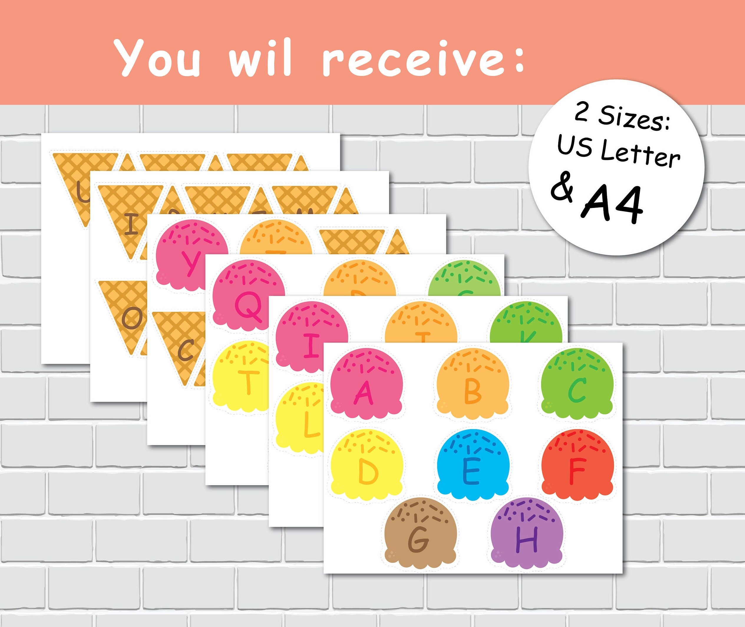 Ice Cream Alphabet Matching Activity. Toddler Printable ABC Learning ...