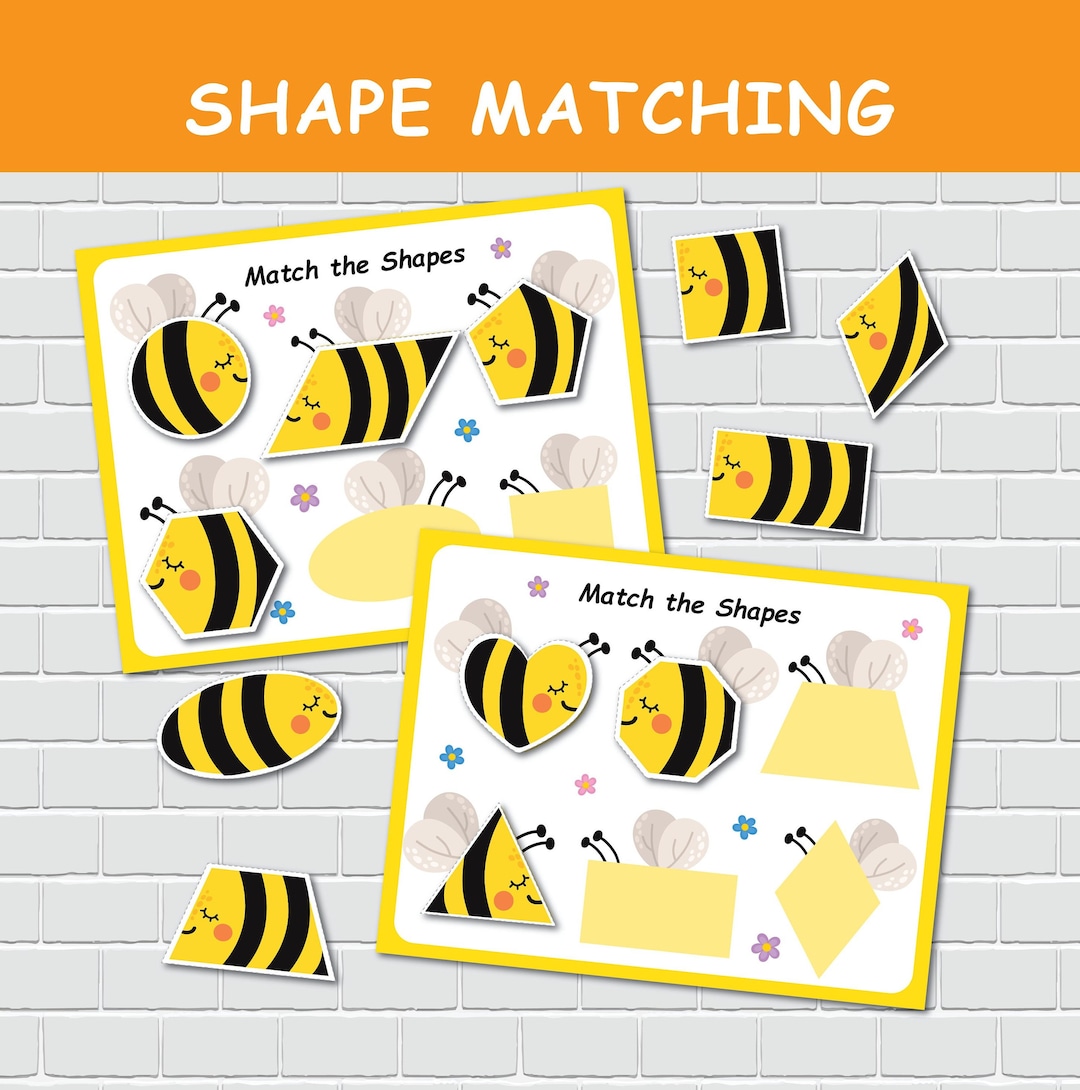 Bee Shape Matching Activity, 2D Shapes, Busy Book Page, File Folder ...
