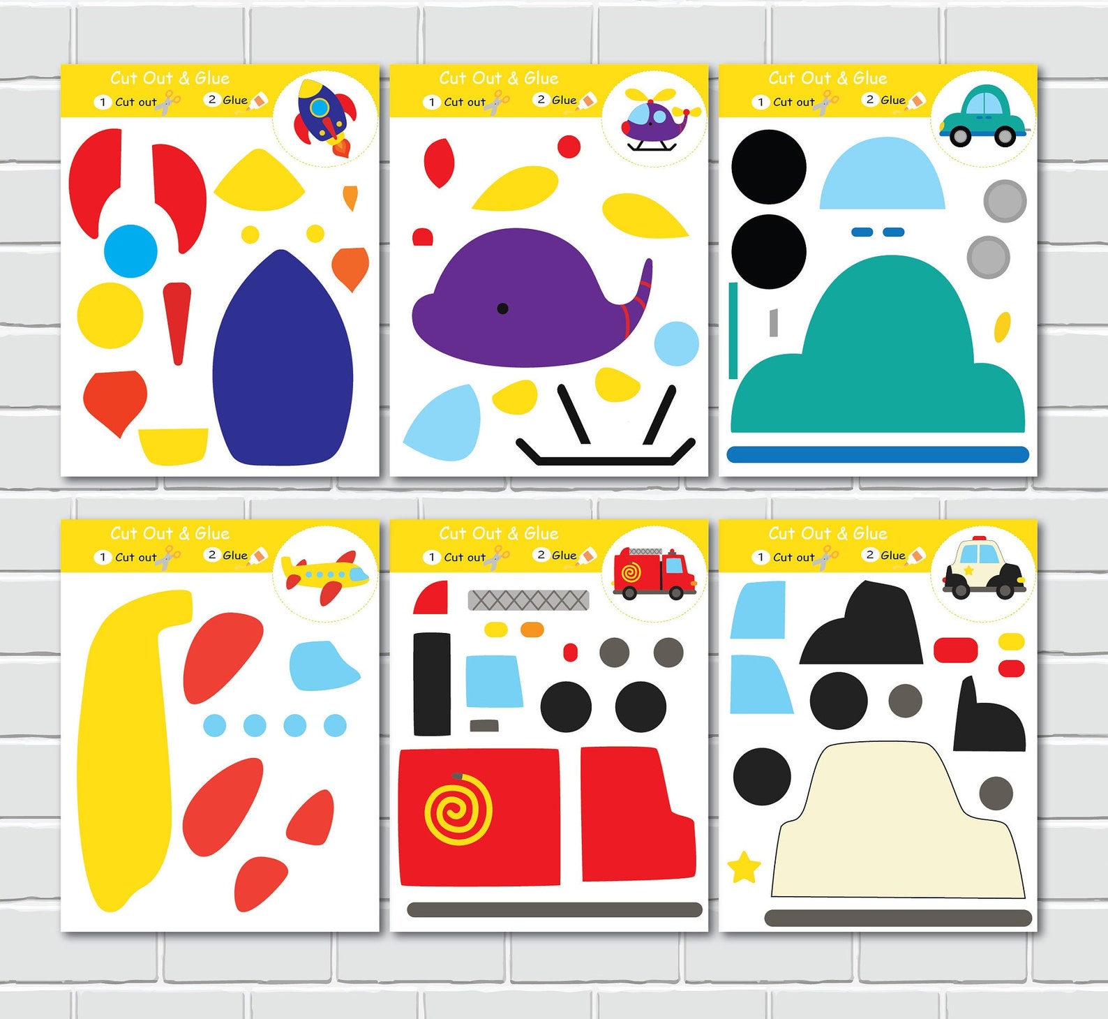 Cut Out and Glue. Transportation Theme Scissors Practice for - Etsy