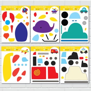 Cut Out and Glue. Transportation Theme Scissors Practice for Kids ...