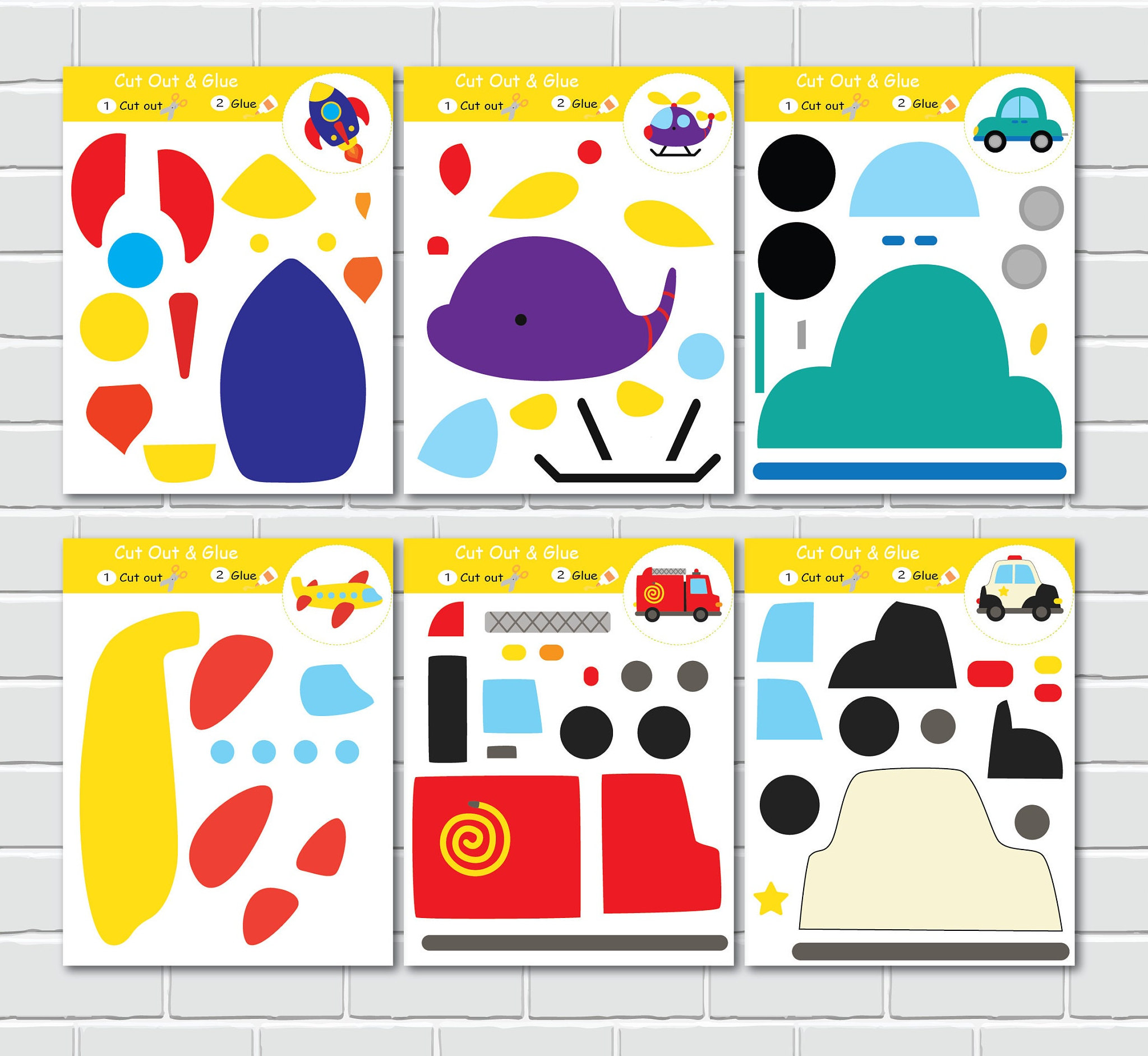 Cut Out and Glue. Transportation Theme Scissors Practice for Kids ...