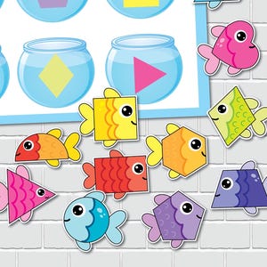 Fish Shapes Sorting Activity, 2D Shapes, Busy Book Page, File Folder ...