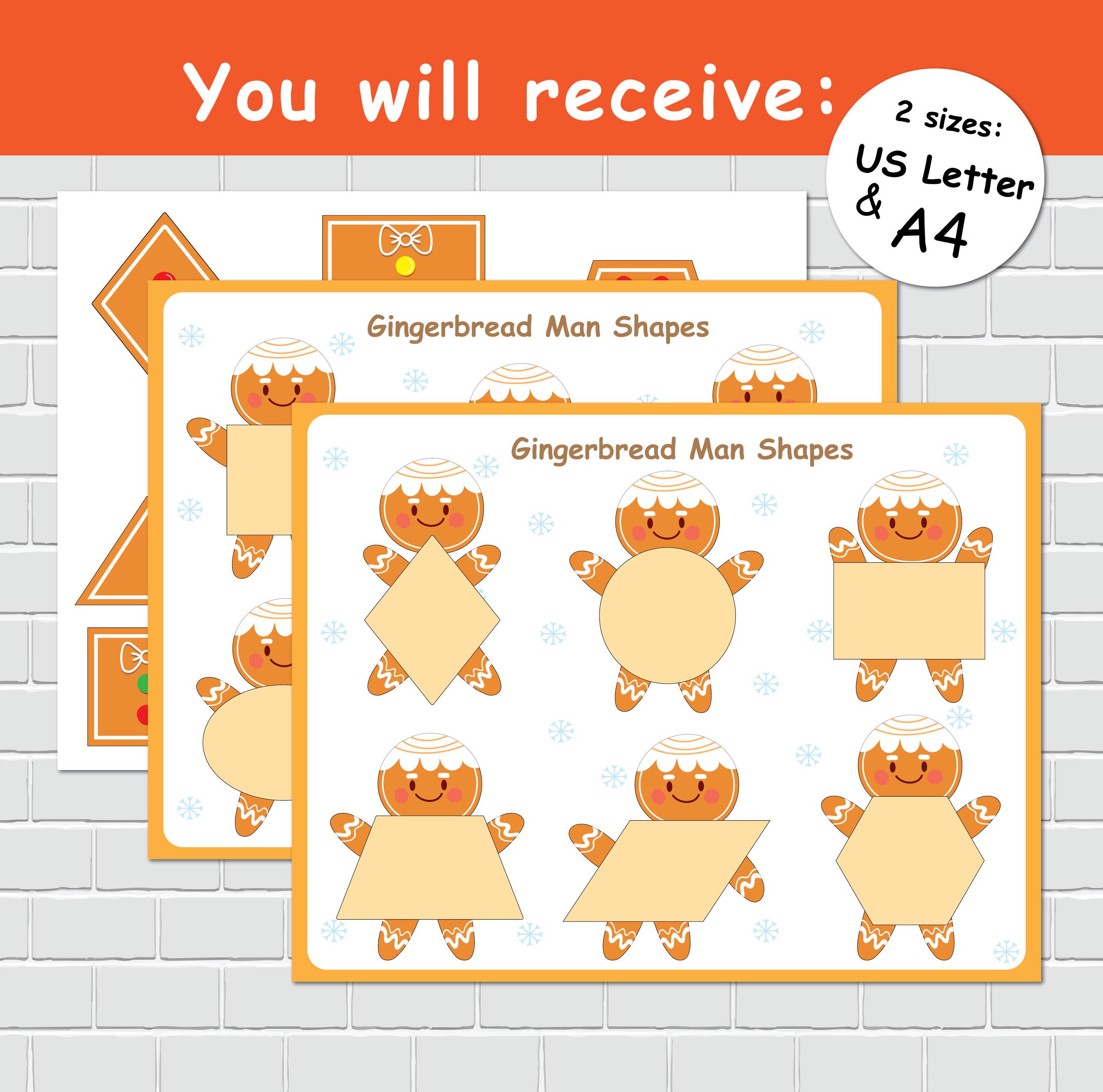 Gingerbread Man Shape Matching Game, 2D Shapes, Christmas Activity ...