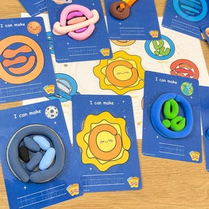 Planets Play Doh Mats, Space Theme Visual Cards, Printable Play Dough ...