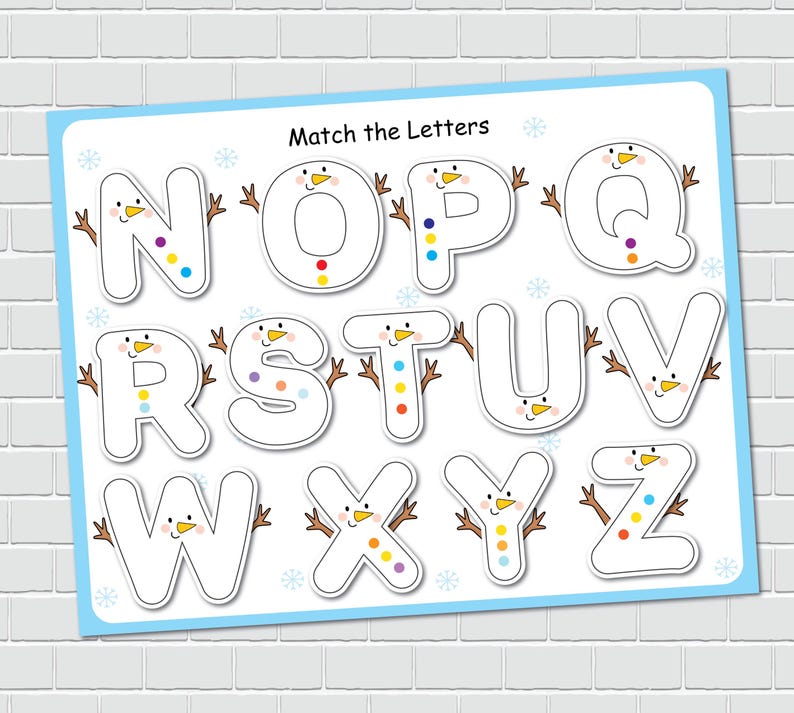 Snowman Alphabet Matching Game, Winter Busy Book Page, ABC Learning ...
