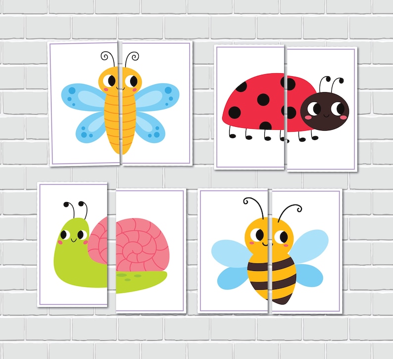 Bugs Matching Game, Symmetry Cards, Toddler Matching Activity ...