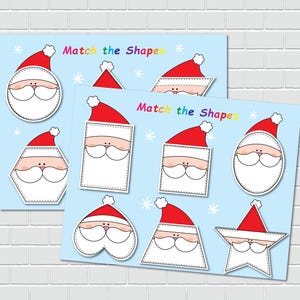 Santa Shapes Matching Activity, 2D Shapes, Christmas Busy Book Page ...