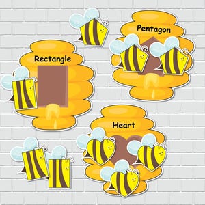 Bee Shapes and Beehive Matching Activity, 2D Shapes, Busy Book Page ...