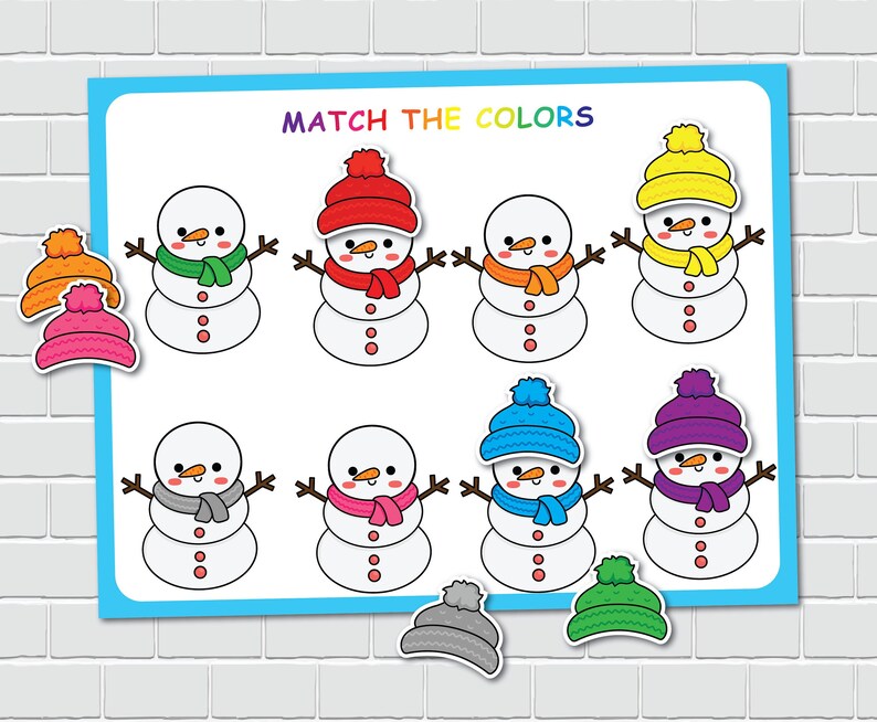 Color Sorting Matching Game, Winter Busy Book Page, Toddler Printable ...