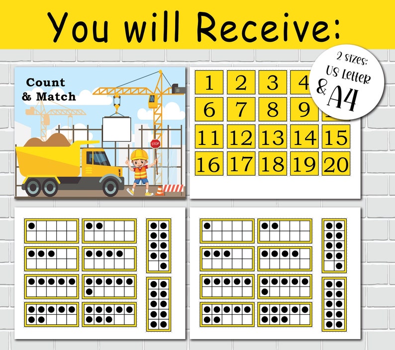 Counting Construction Activity Preschool Math Busy Book Toddler ...