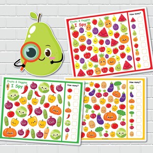I Spy Fruits and Veggies Printable Activity for Toddlers, Look and Find ...