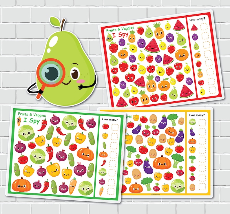 I Spy Fruits and Veggies Printable Activity for Toddlers, Look and Find ...