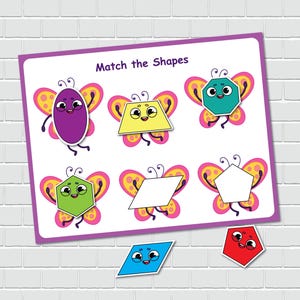 Butterflies Shape Matching Activity, 2D Shapes, Summer Busy Book Page ...