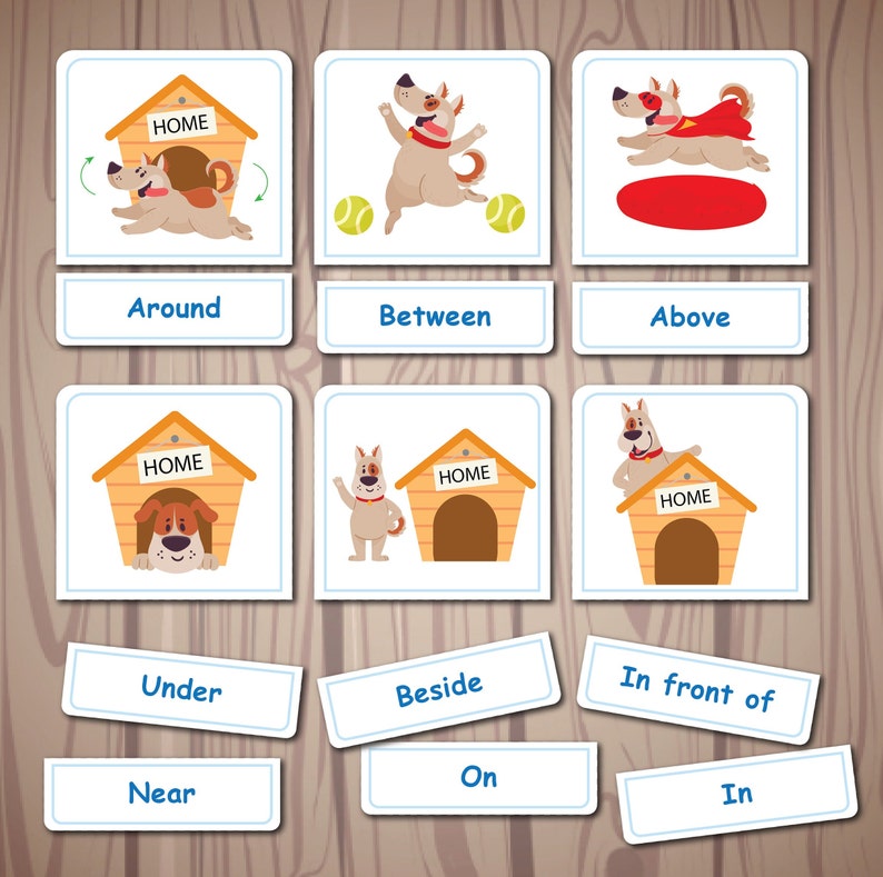 Prepositions Flashcards English Prepositions Printable - Etsy