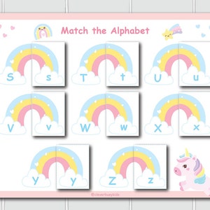 Rainbow Alphabet Matching Activity. Toddler Busy Book Page. Preschool ...