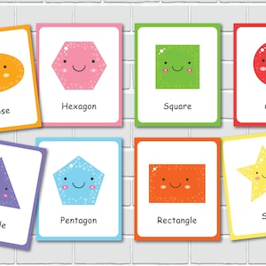 2D Shapes Flash Cards. Preschool Learning Activity. Toddler Geometric ...