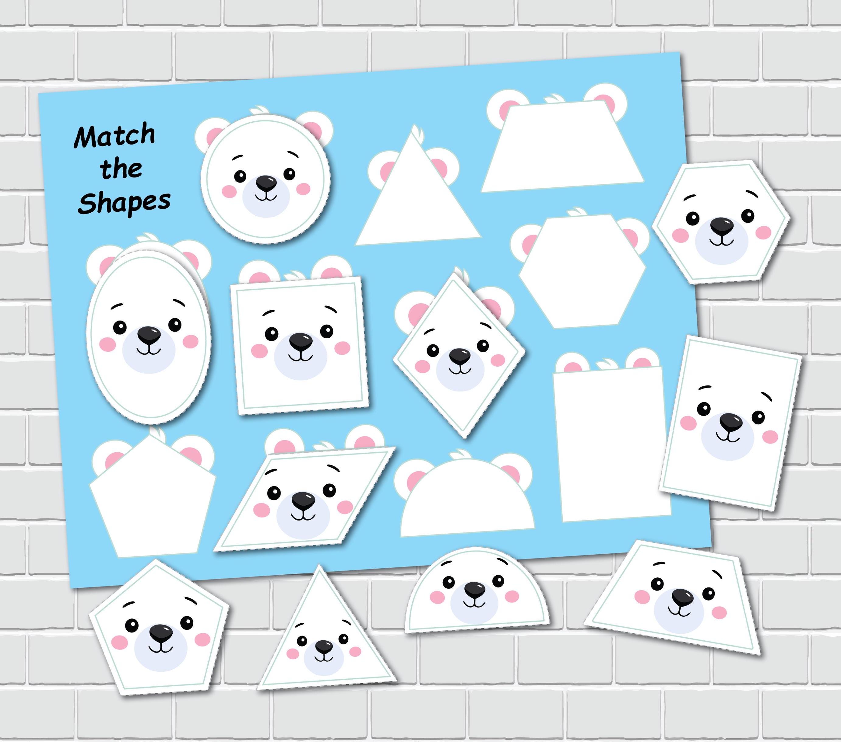 Polar Bear 2D Shapes Matching Activity, Winter Busy Book (digital ...