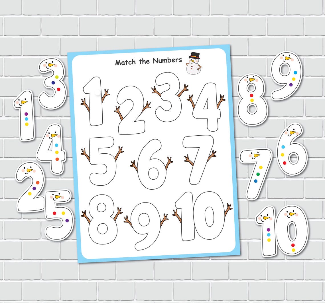 Snowman Numbers Matching Activity, Winter Busy Book Page, Toddler ...