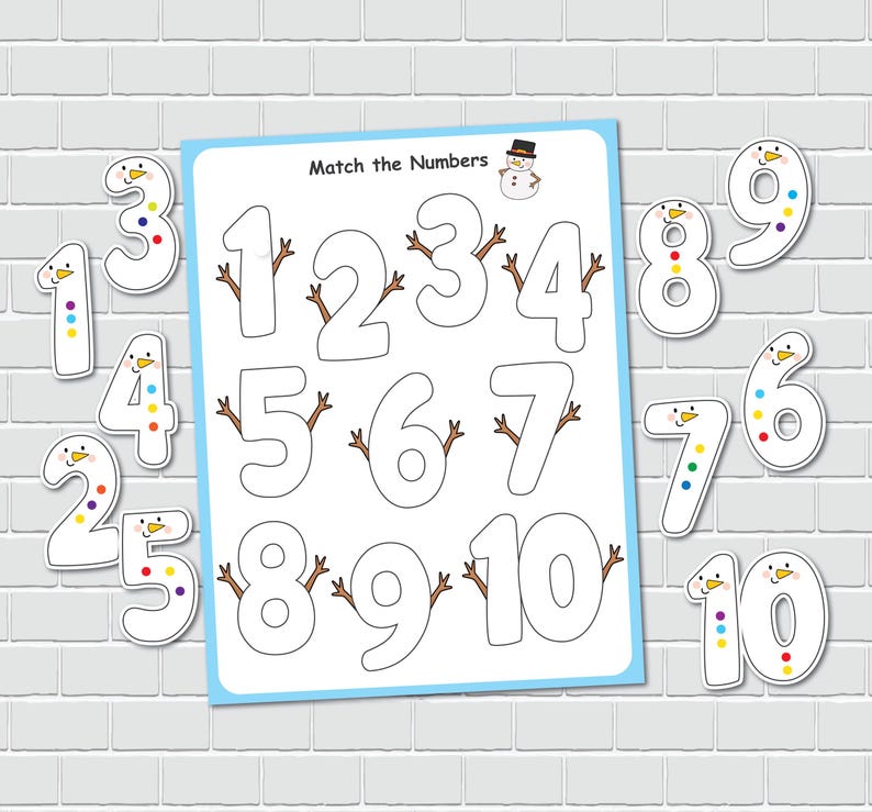Snowman Numbers Matching Activity, Winter Busy Book Page, Toddler ...