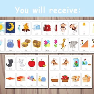 Opposites Matching Flashcards, Printable Activity, Pairing Cards ...