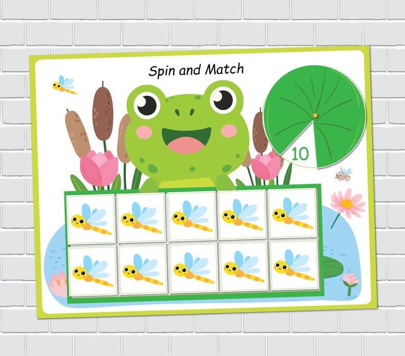 Frog Ten Frames Matching Game, Preschool Math Activity (digital ...
