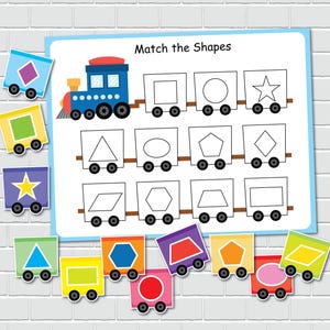 Train Shape Matching Activity, 2D Shapes, Shapes Busy Book Page, File ...