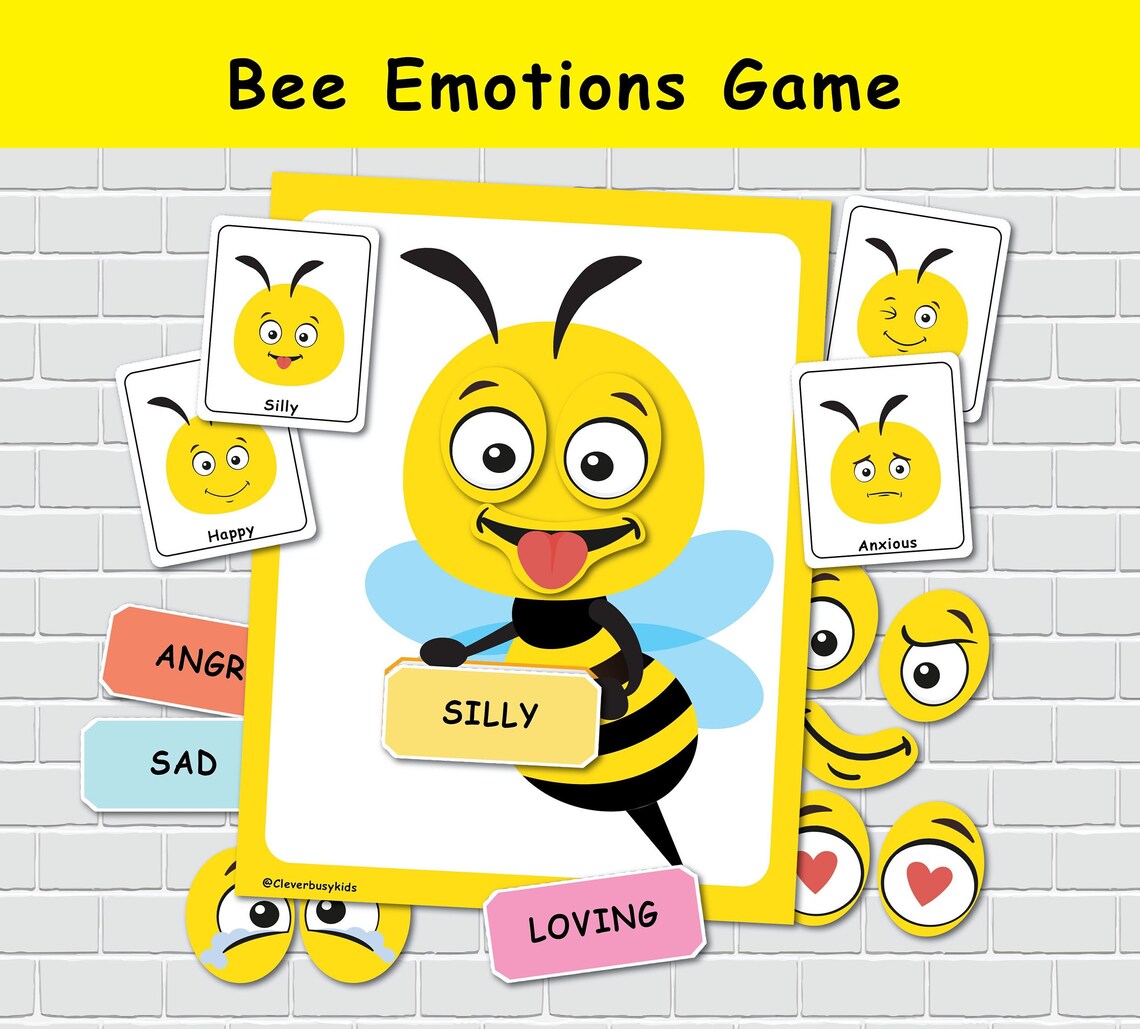 Bee Emotions and Feelings Matching Game Printable Activity - Etsy