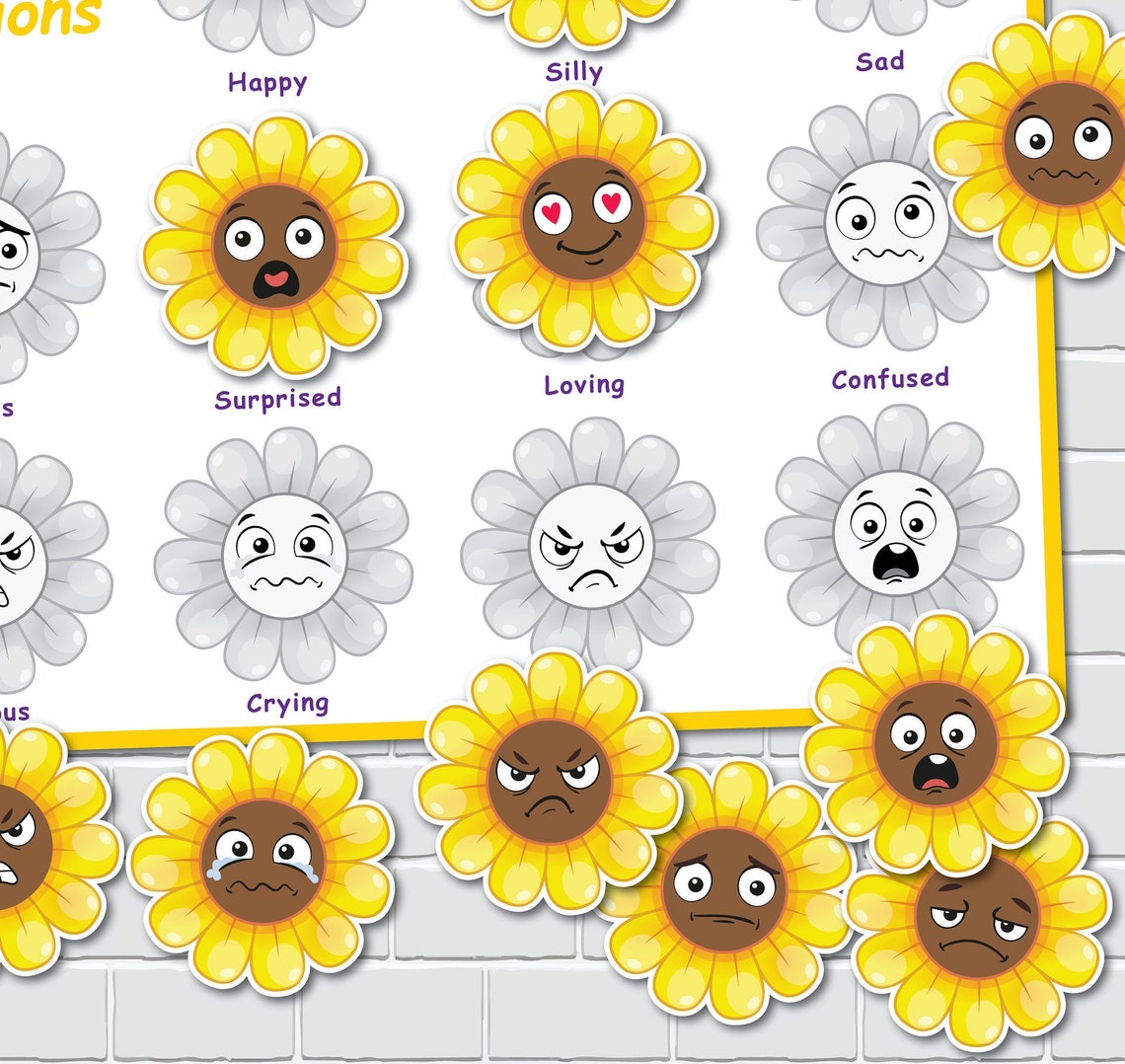 Sunflower Emotions Matching Activity for Kids, Toddler Feelings ...