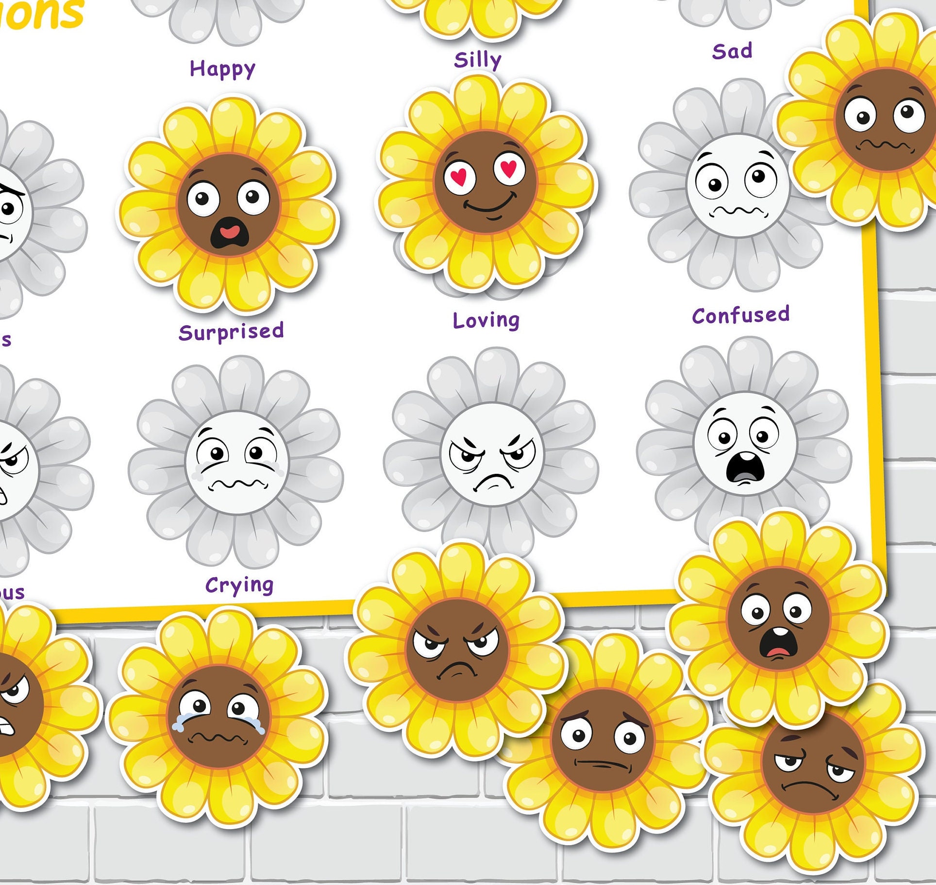 Sunflower Emotions Matching Activity for Kids, Toddler Feelings ...