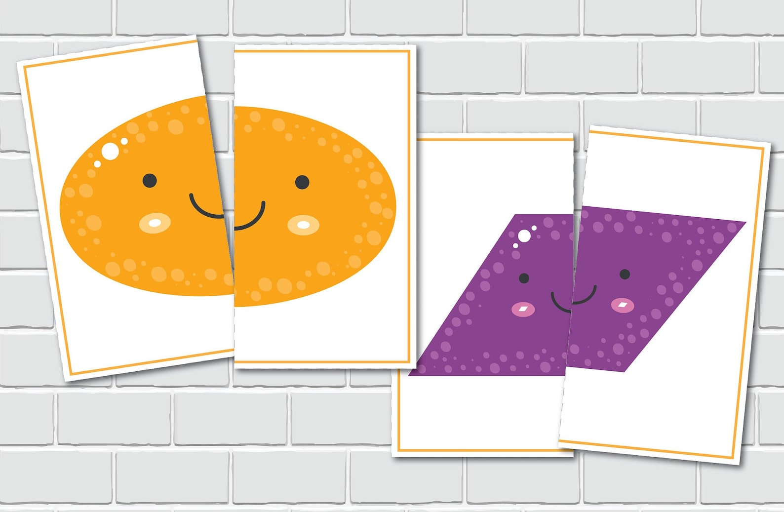 2D Shapes Symmetry Cards, Geometric Shapes Matching Game, Toddler ...