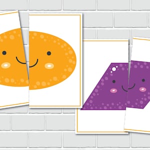 2D Shapes Symmetry Cards, Geometric Shapes Matching Game, Toddler ...