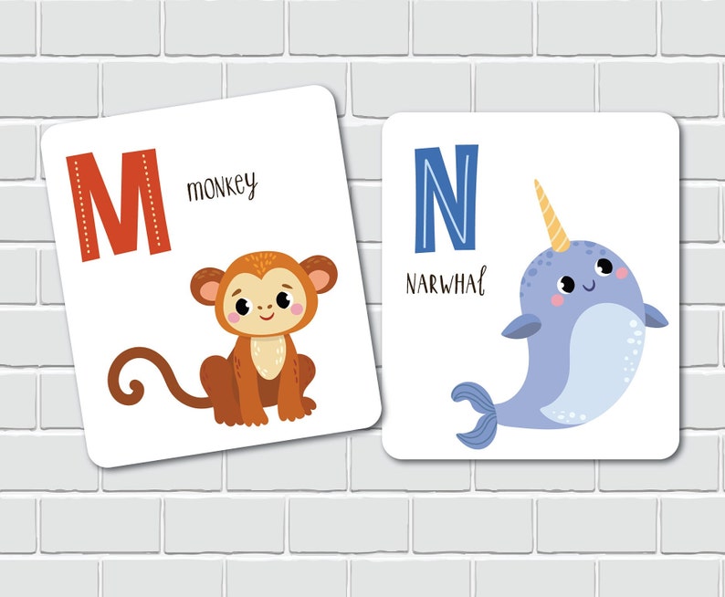 Alphabet Flashcards for Toddlers ABC Printable Flash Cards - Etsy