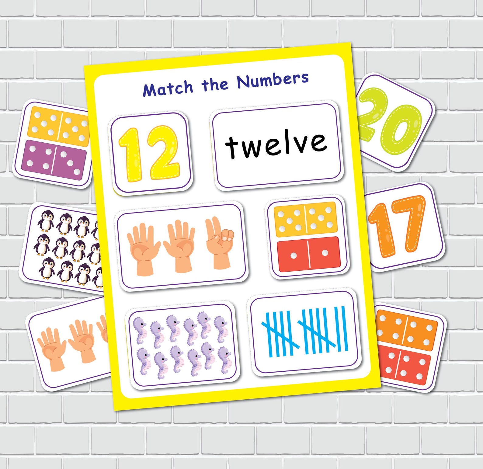 Matching Numbers 1-20 Activity. Counting Game, Preschool Math, Number ...