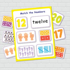 Matching Numbers 1-20 Activity. Counting Game, Preschool Math, Number ...