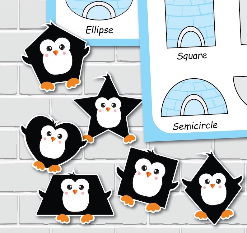 Penguin Shapes Activity, 2D Shapes, Winter Busy Book, File Folder Games ...