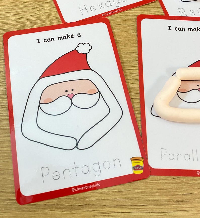 Santa Shapes Play Dough Mats, Christmas Activity, Fine Motor Skills ...