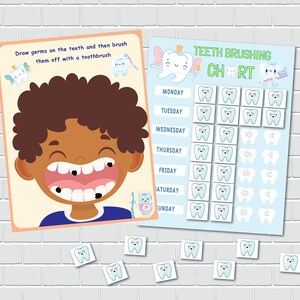Dental Health Preschool Printable Activity for Kids, Teeth Brushing ...