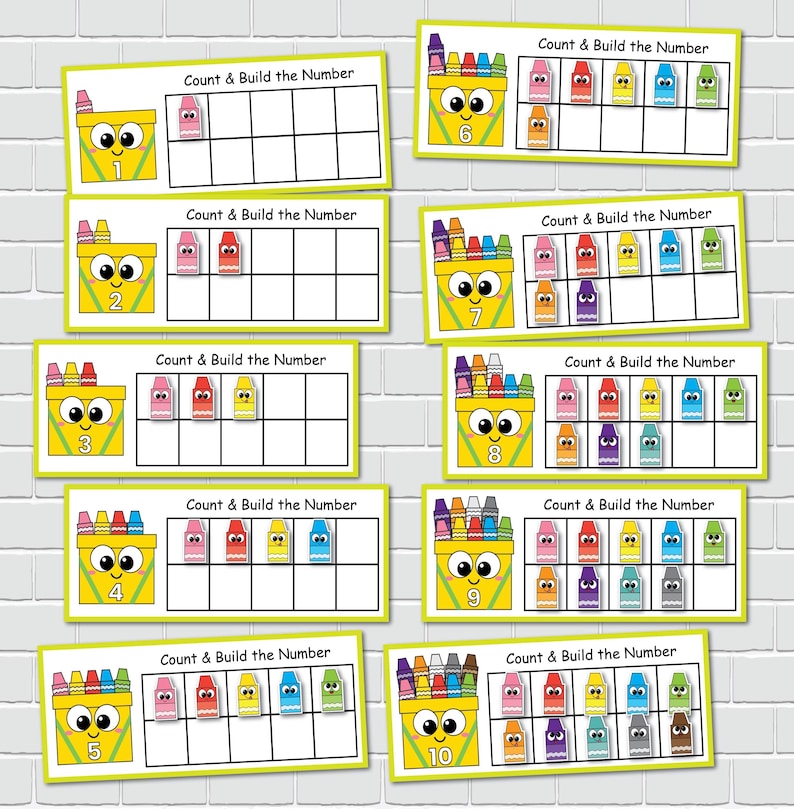 Crayon Ten Frame Activity, Preschool Math, Number Recognition ...
