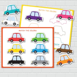 Cars Color Matching Activity for Kids, Toddler Printable, Montessori ...