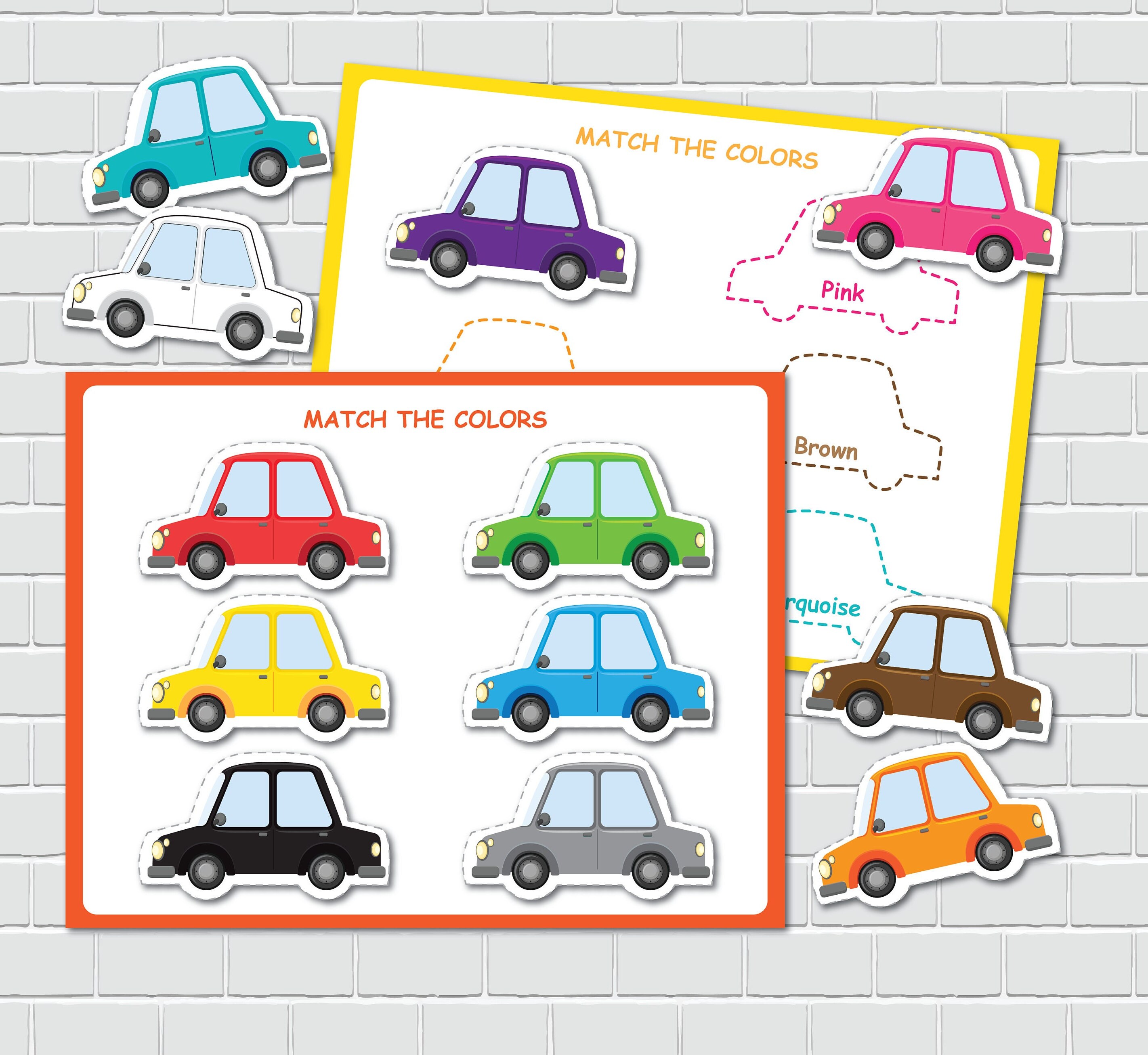 Cars Color Matching Activity for Kids, Toddler Printable, Montessori ...