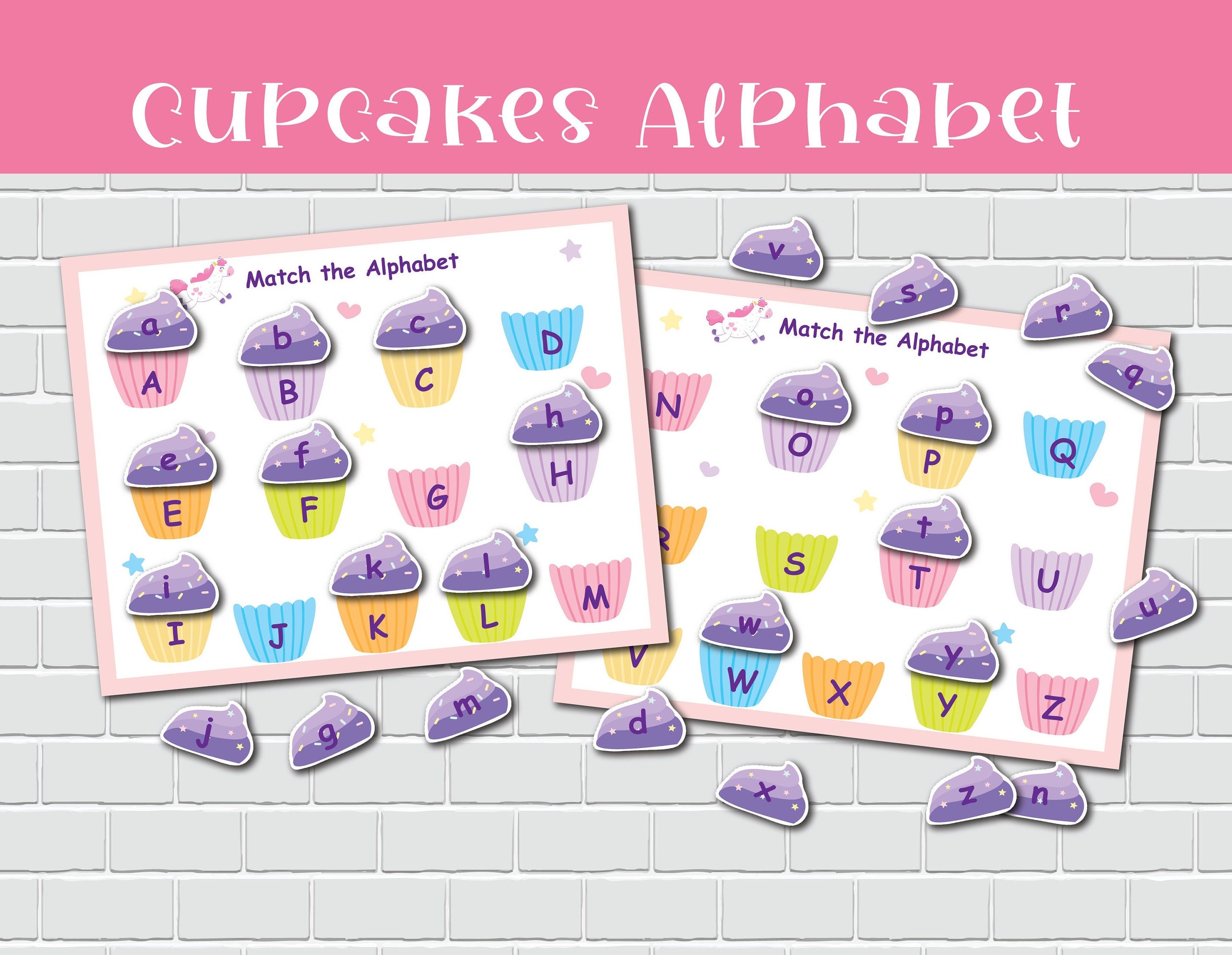 Cupcake Alphabet Matching Printable Activity. Toddler ABC - Etsy