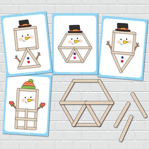 Snowman Popsicle Sticks Activity for Kids, Winter Activities, Fine ...