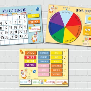 Kids Perpetual Calendar, Space Theme Wall Calendar, Montessori ...
