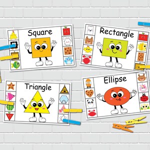 Shapes Clip Cards, 2D Shapes Printable Activities, File Folder Games ...