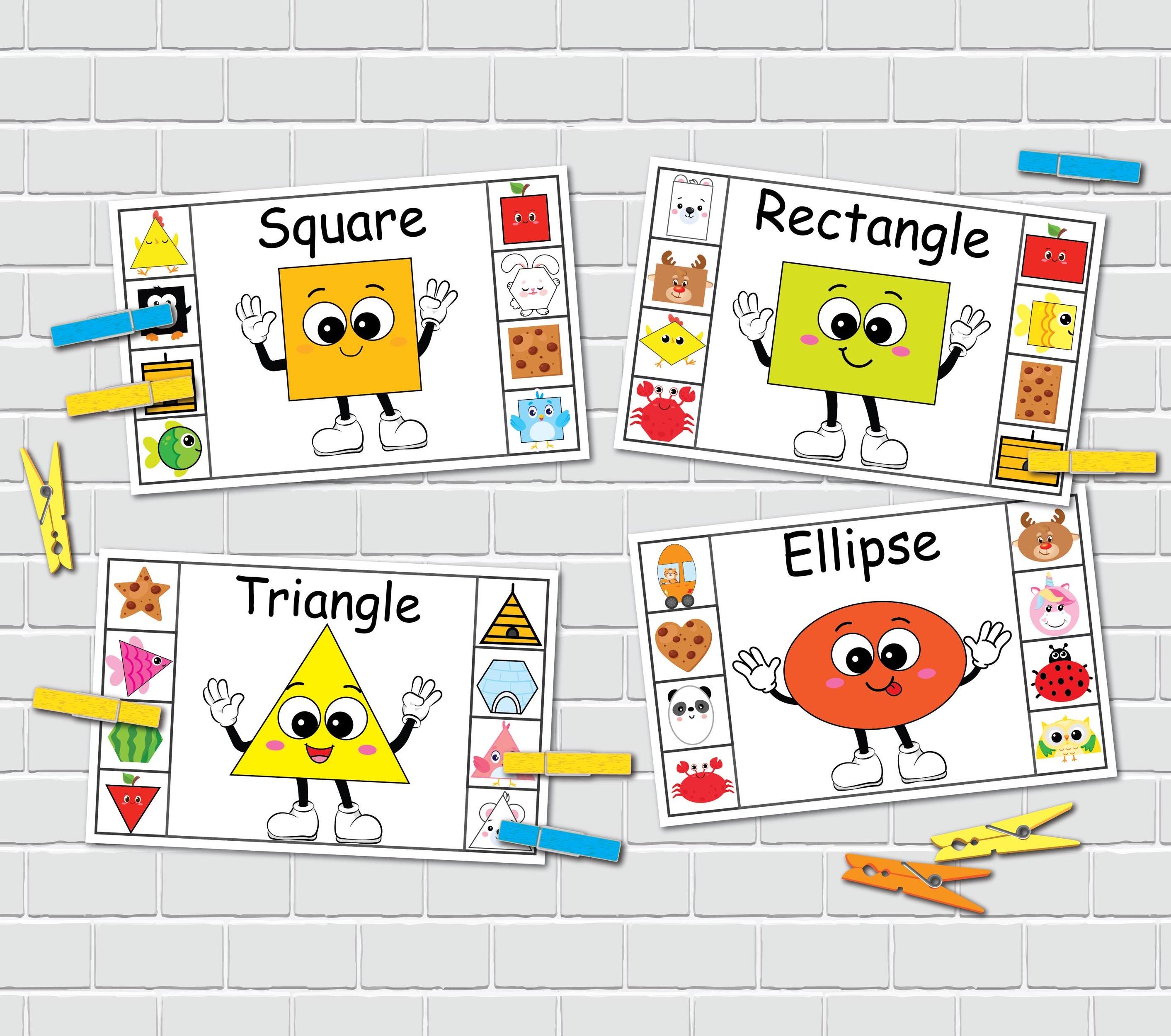 Shapes Clip Cards, 2D Shapes Printable Activities, File Folder Games ...