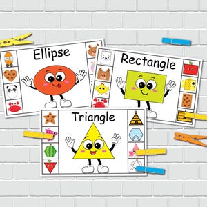 Shapes Clip Cards, 2D Shapes Printable Activities, File Folder Games ...