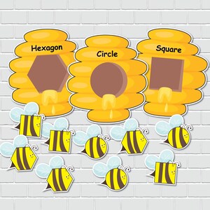 Bee Shapes and Beehive Matching Activity, 2D Shapes, Busy Book Page ...
