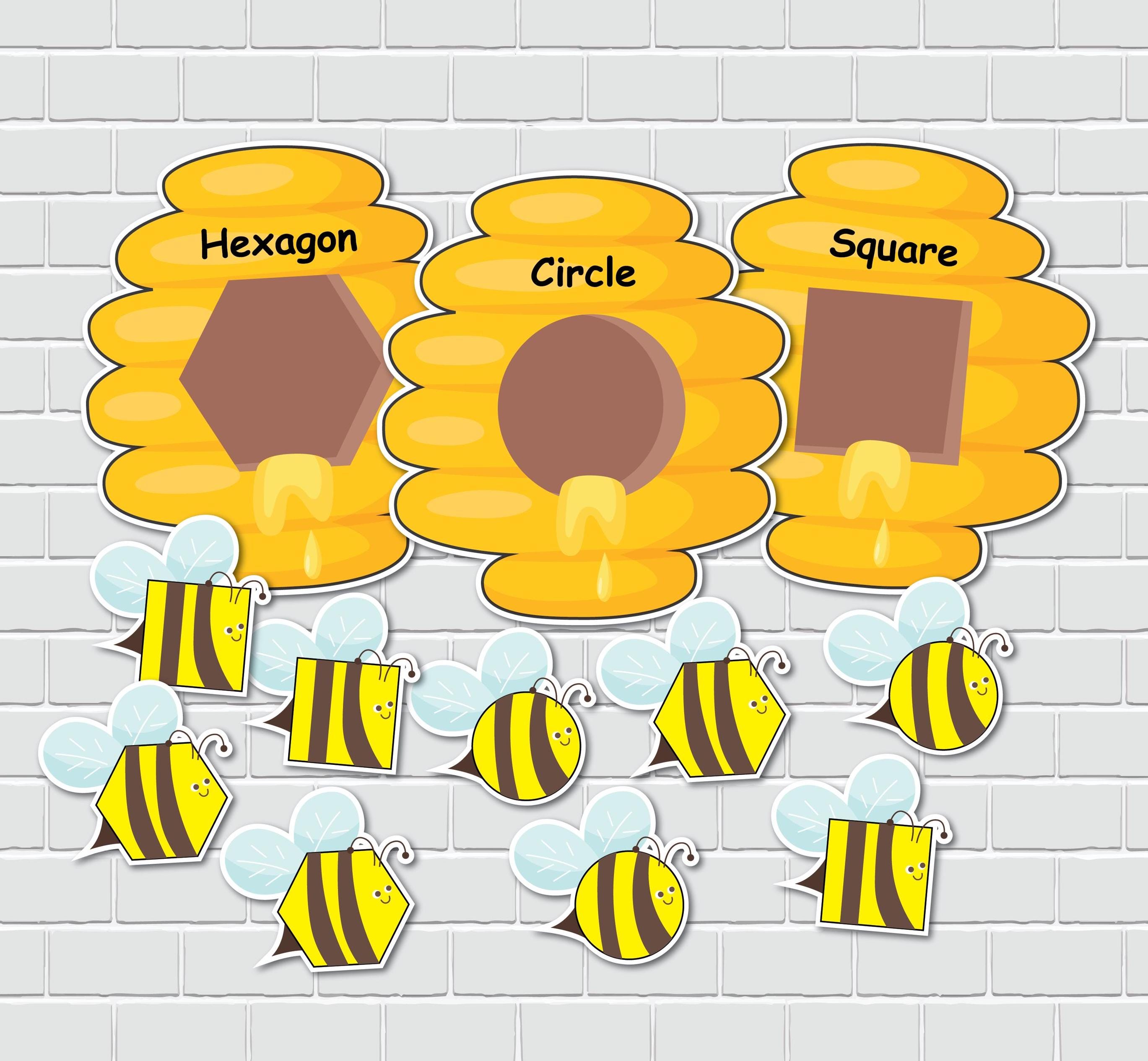 Bee Shapes Matching Activity, 2D Shapes, Preschool Learning (digital ...